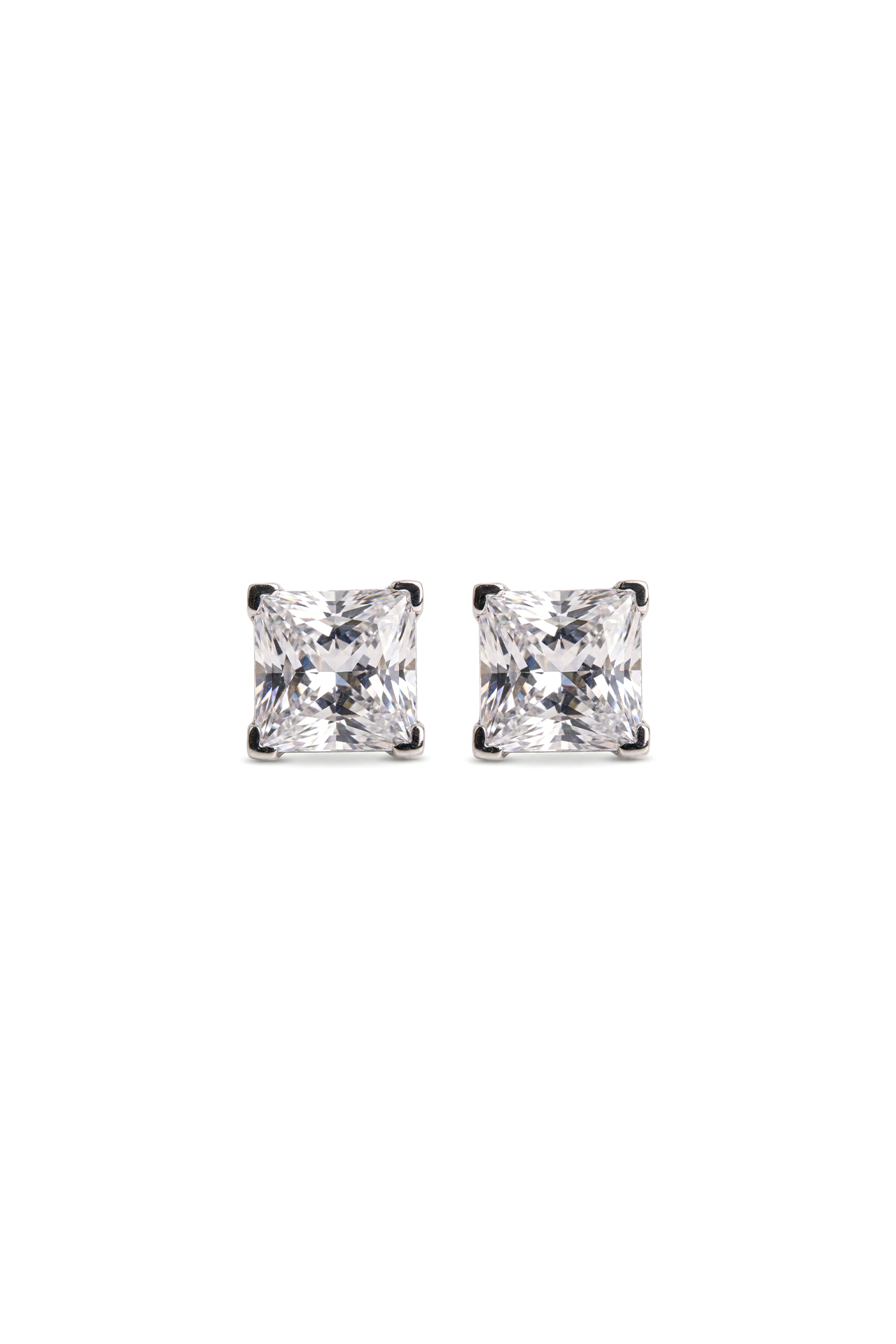 Lustre Square Silver Studs – Parman