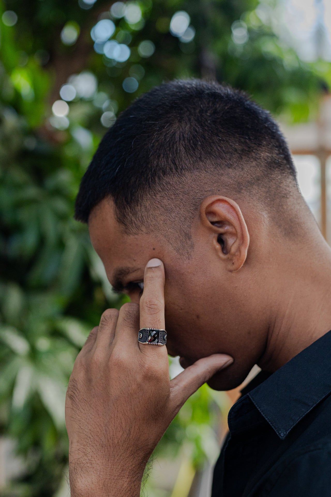 Hexgate Black Men’s Silver Ring – Parman