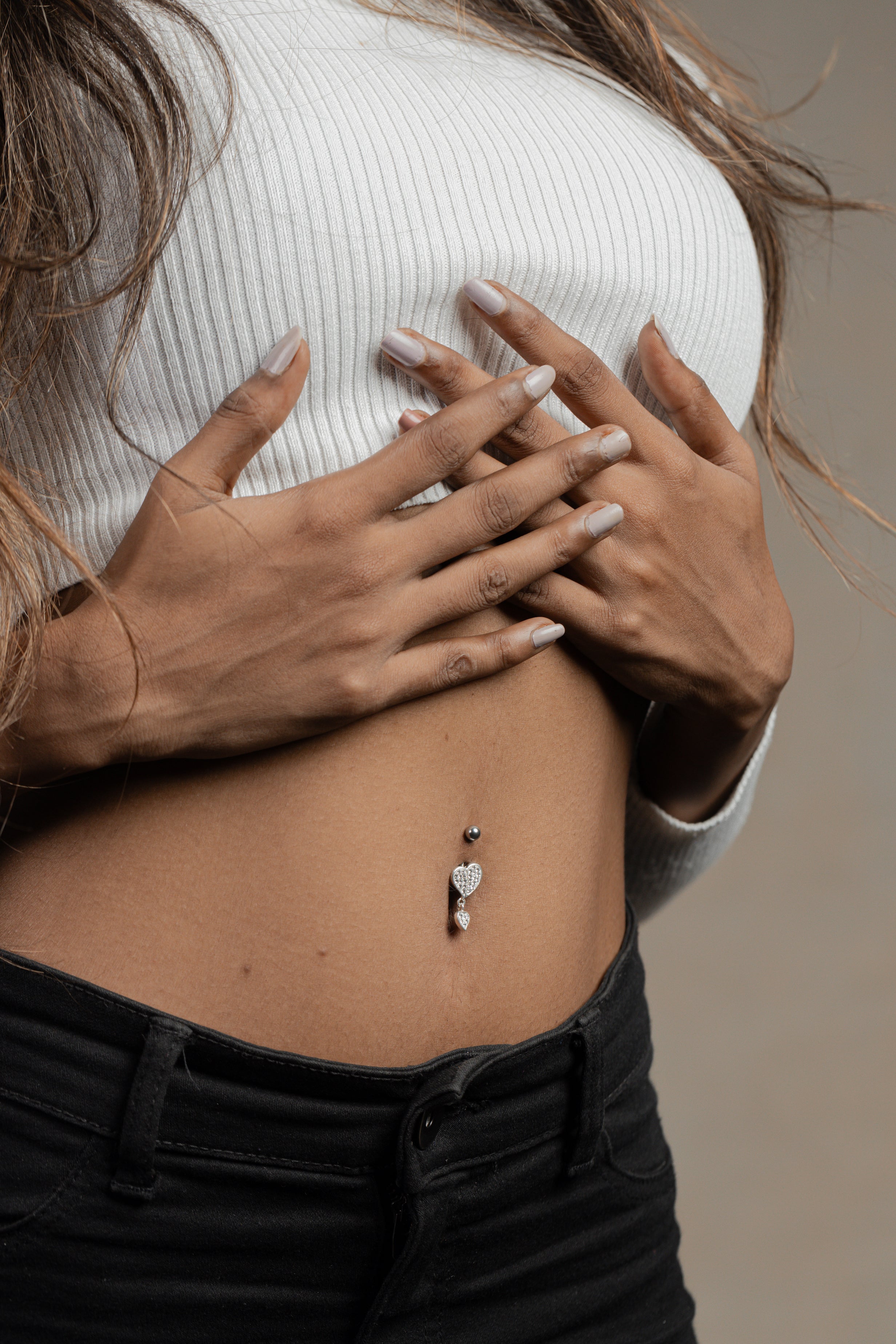 Iris Heart Silver Belly Button Ring Parman